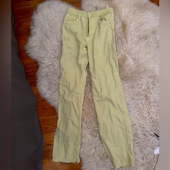Zara | Pants & Jumpsuits | Zara Wide Leg Jeans Pastel Yellow | Poshmark
